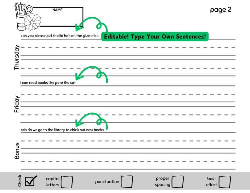 Editable Sentence Correction PPT - Writing Fluency, Spelling (digital ...