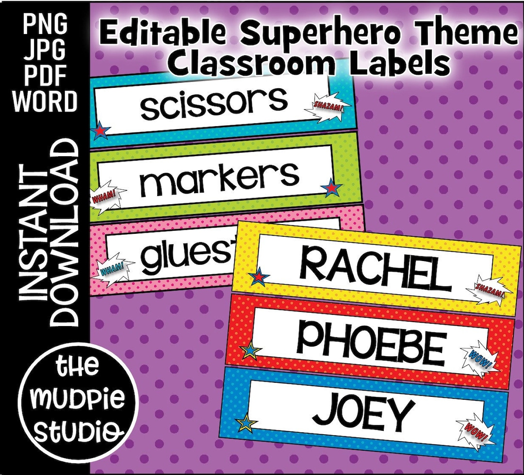 Editable Superhero Tags Labels - Hero Tag, Hero Label, Hero Classroom ...
