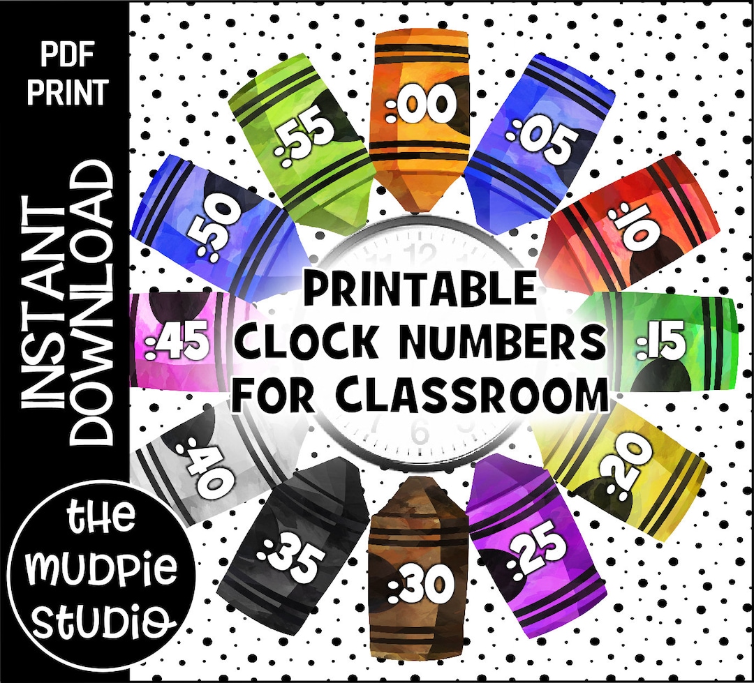 Printable Clock Numbers - PDF, Classroom Decor, Teacher Printable ...