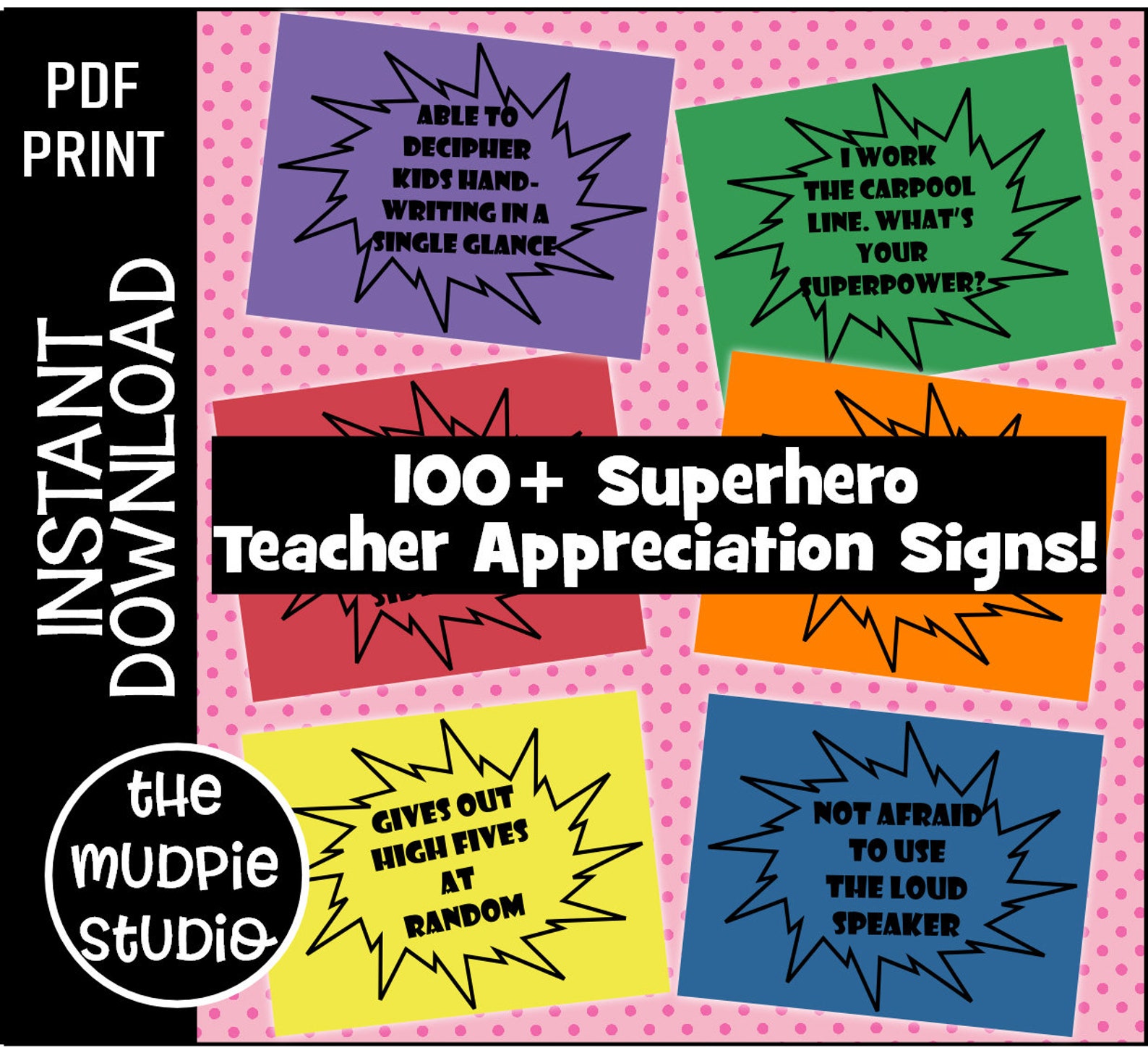 100 SUPERHERO Signs for Teacher Appreciation thank you | Etsy