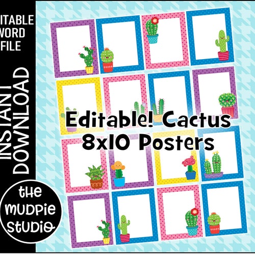 Editable Succulent Cactus Poster Cactus Classroom Cactus - Etsy