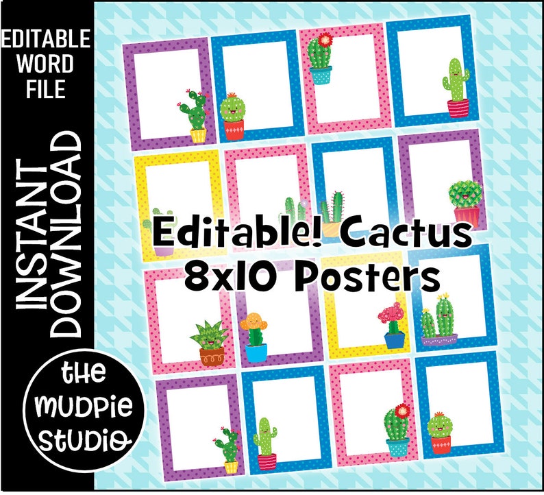 Editable Succulent Cactus Poster Cactus Classroom Cactus | Etsy