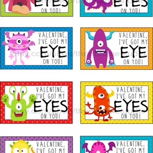 Monster Got My Eyes on You Valentine's Day Digital Download Tag Label ...