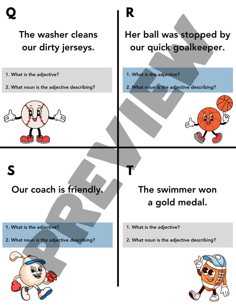 Write the Room Nouns Adjectives Activity Digital Download Grade ...
