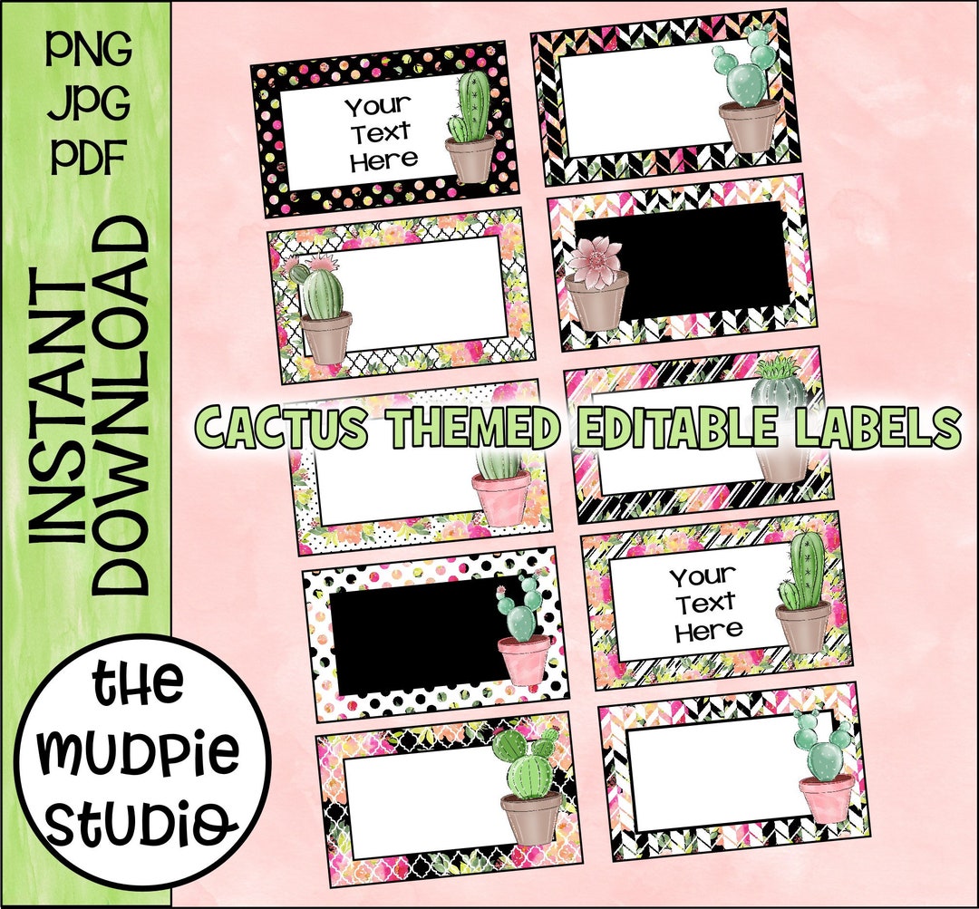 Cactus Themed Tags Labels Signs Printable Cactus Decor, Cactus ...