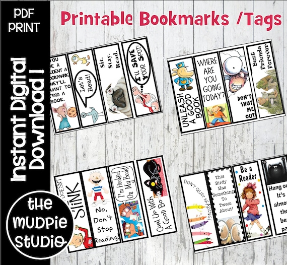 Printable Bookmarks Book Characters Kids Birthday - Etsy