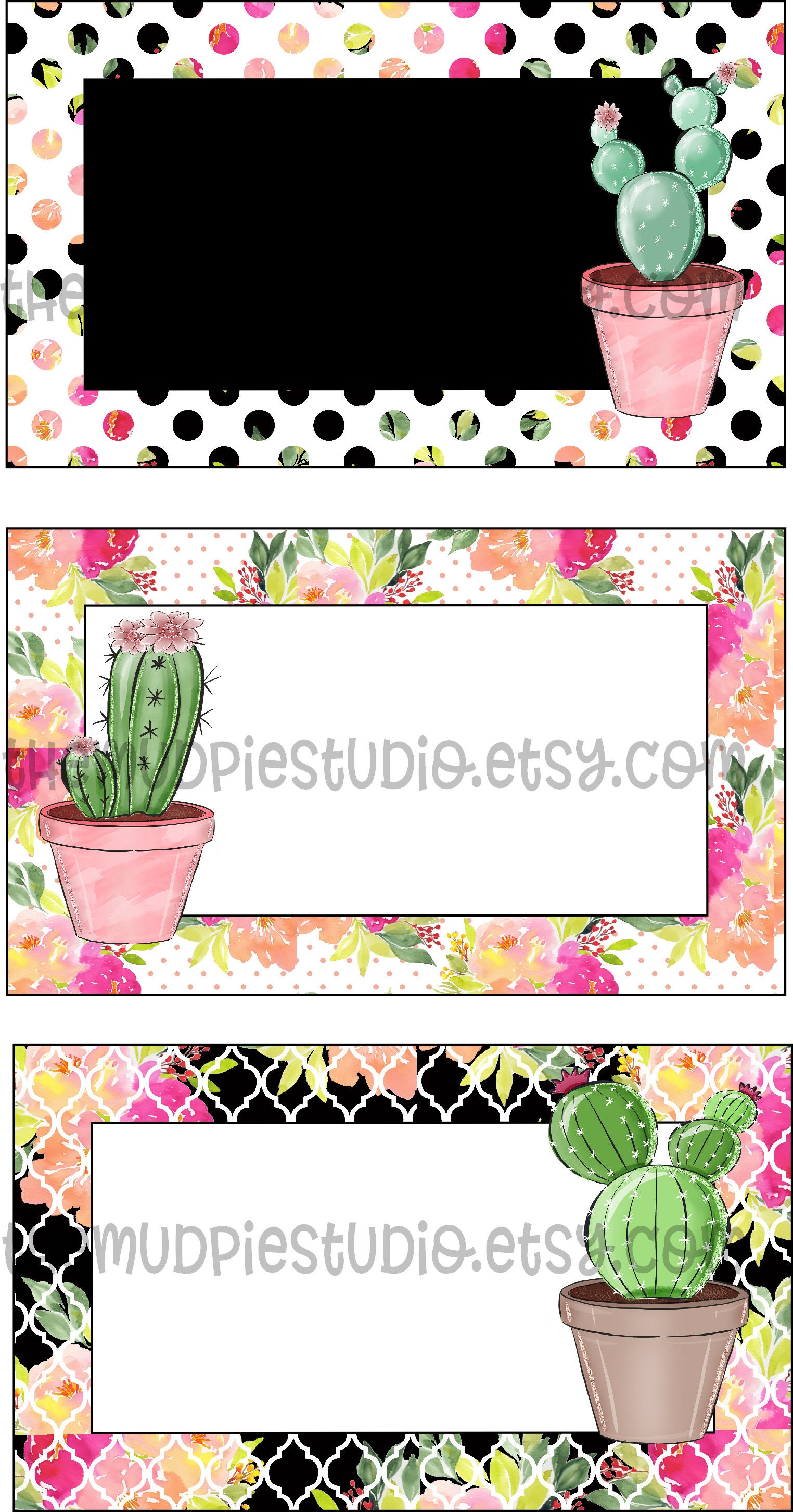 Cactus Themed Tags Labels Signs Printable Cactus Decor - Etsy