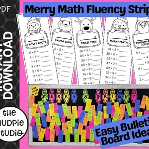 Merry Math Fact Fluency Strips and Holiday Bulletin Board - Etsy