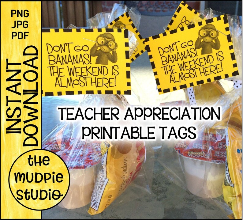 Banana Pudding Treat Topper Tag Teacher Appreciation - Etsy