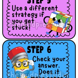 Math Problem Strategy Solving Posters - Math Class, Bulletin Board ...