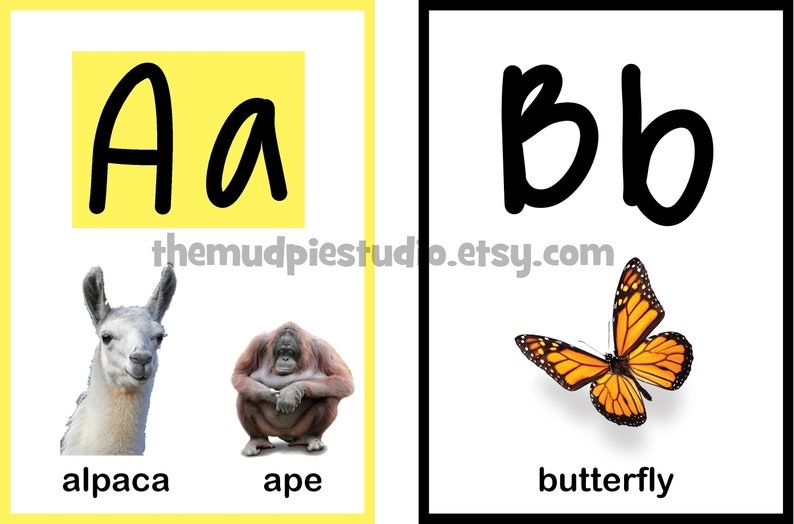 Alphabet Printable Animal Abcs Classroom Decor Reading - Etsy