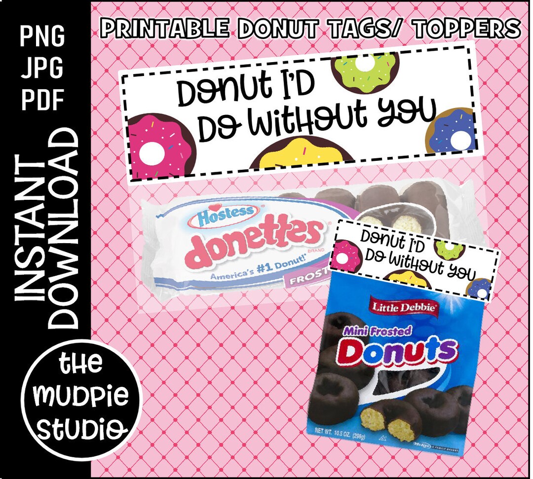 Donut Tags Toppers - Teacher Appreciation, Thank You Tag, Donut Tag ...