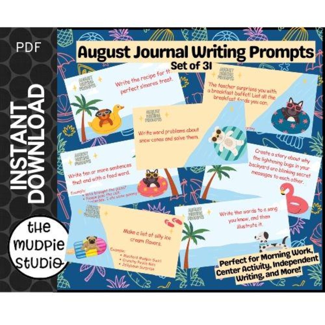 August Writing Prompts PDF - Summer, Back to School, Writing, English ...