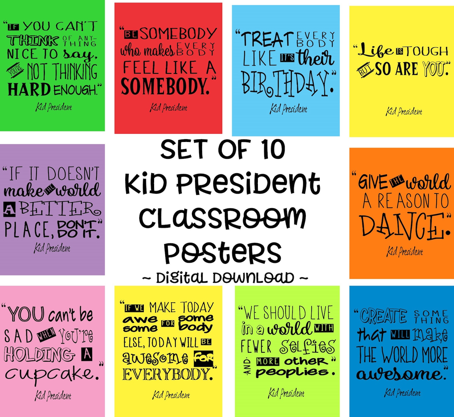 Kid President Quotes Poster Set, Classroom Decor (digital Download) - Etsy