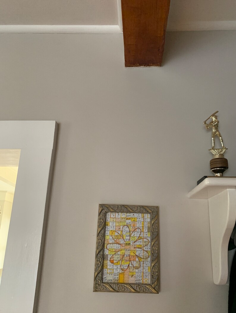 Small Original Art on Paper / Floral Yellow Geometric Patterns by ...