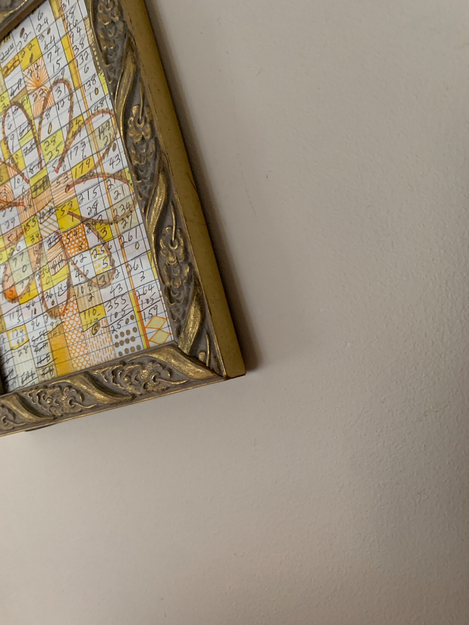 Small Original Art on Paper / Floral Yellow Geometric Patterns by ...