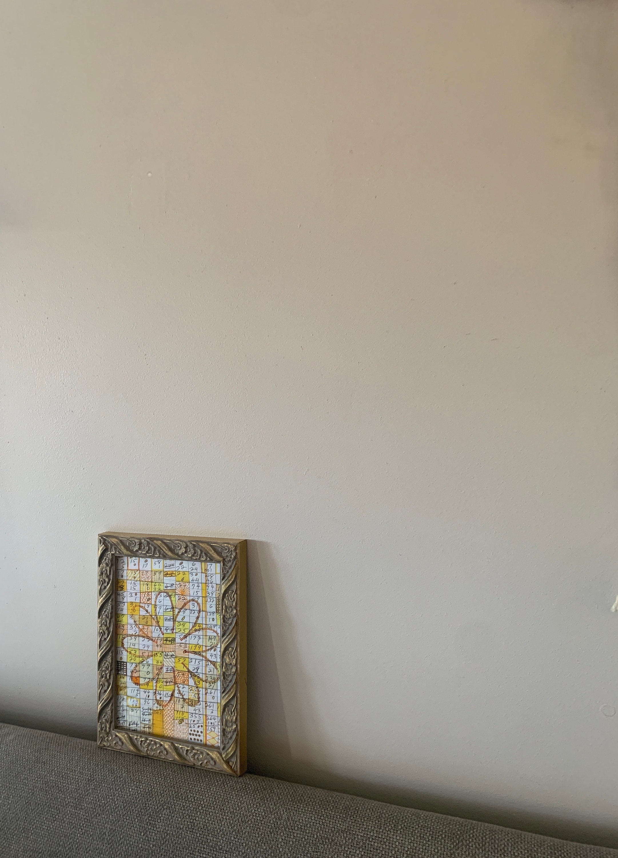 Small Original Art on Paper / Floral Yellow Geometric Patterns by ...