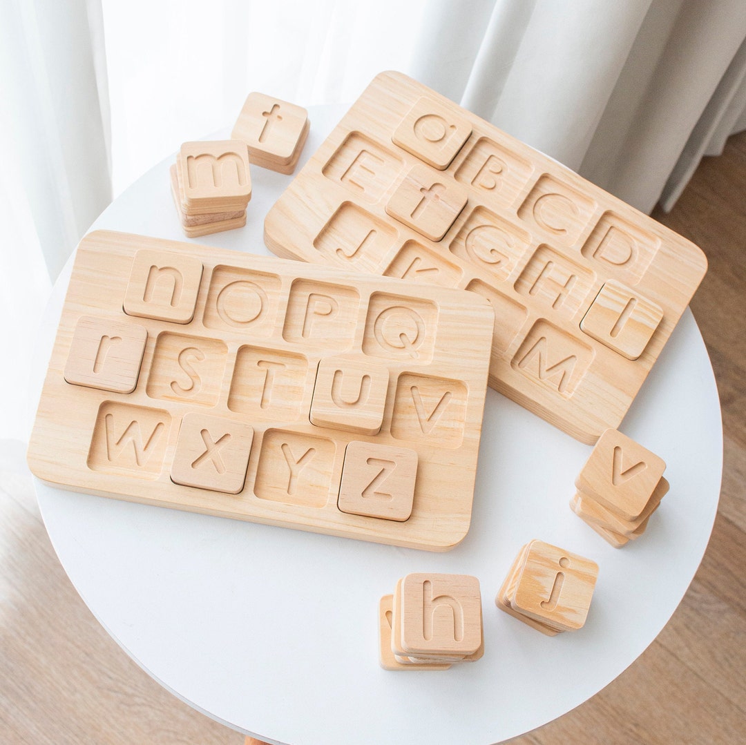 Upper and Lowercase Alphabet Puzzle Educational Wooden Toys Letter ABC ...