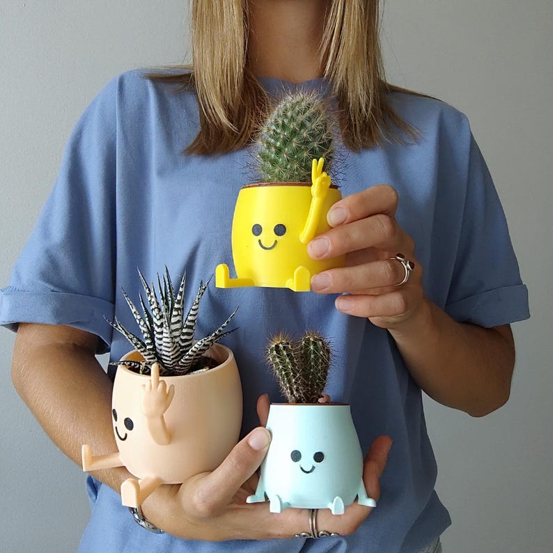 Peace Sign Hand Planter – Small 3D Printed PLA Vase, Eco Friendly Boho ...