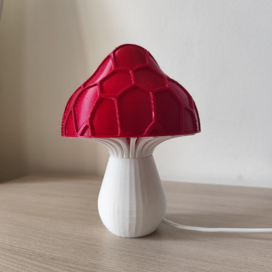 Red Mushroom Lamp – 3D Printed Cottagecore Night Light for Table or ...