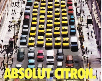ABSOLUT SQUEEZE Vintage Vodka Ad for Absolut Citron, Copyright 1995 ...