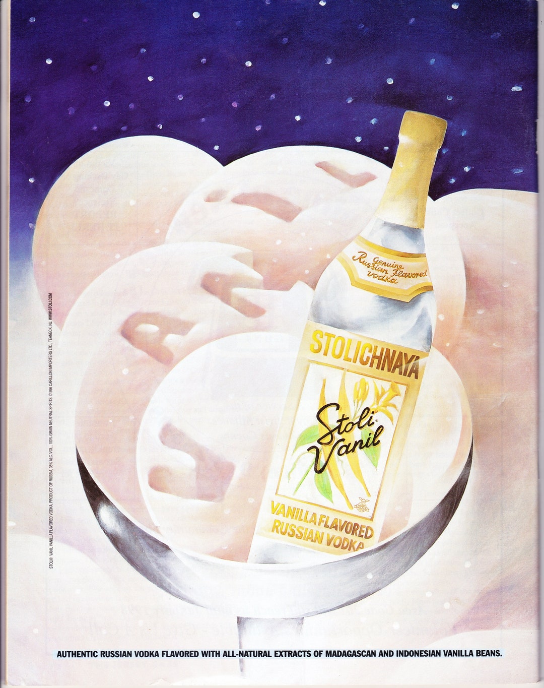 STOLI STOLICHNAYA VANIL Vintage Vodka Ad Copyright 1996 - Etsy