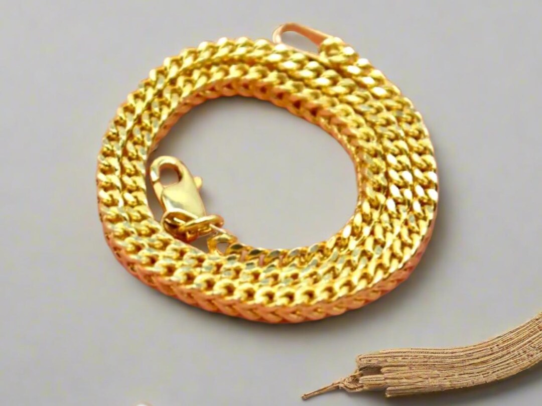 Solid 14K Gold Franco Box Chain 2mm Necklace and Bracelet, Man 14K Gold ...