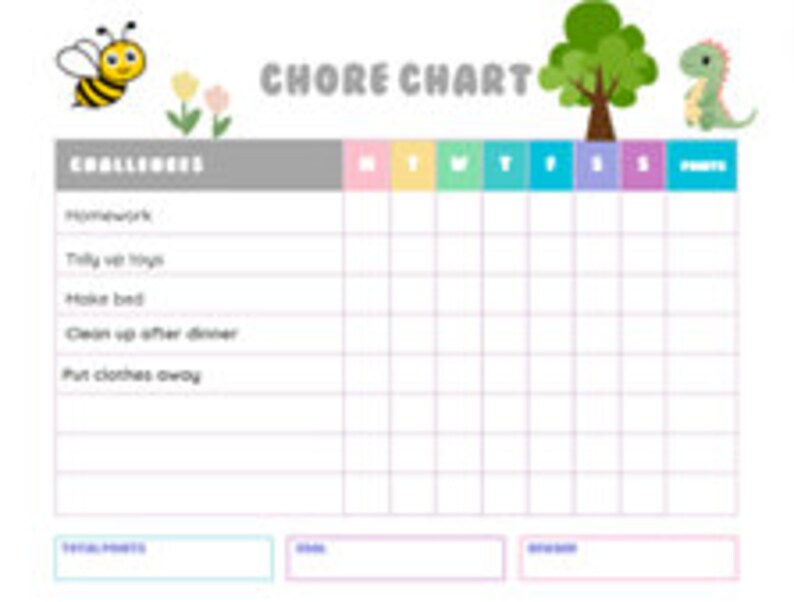 Printable Children's Chore Chart Digital Download - Etsy Printable Children's Chore Chart Digital Download - Etsy
