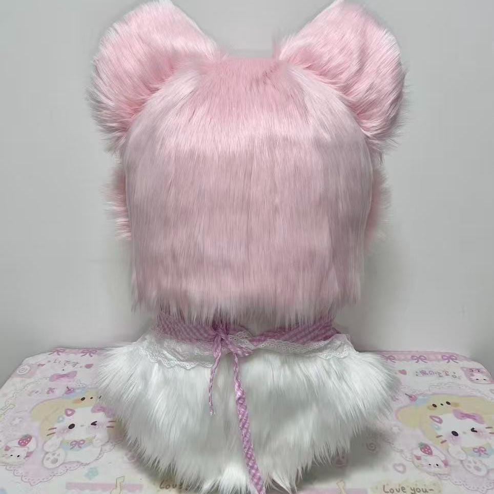 Pink Fox Fursuit Head, Customize Fursuit, Cosplay Costume, Christmas ...
