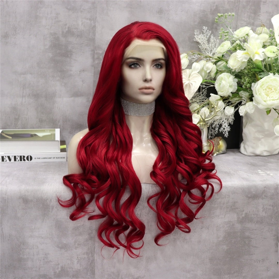 Mera Fire Red Long Wavy Lace Front Wig, Heat Resistant Wig for Fashion ...