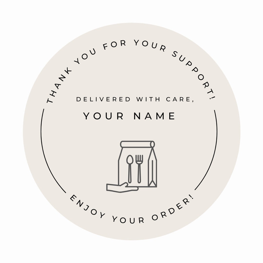 Food Delivery Customizable Thank You Sticker Minimalist Simple ...