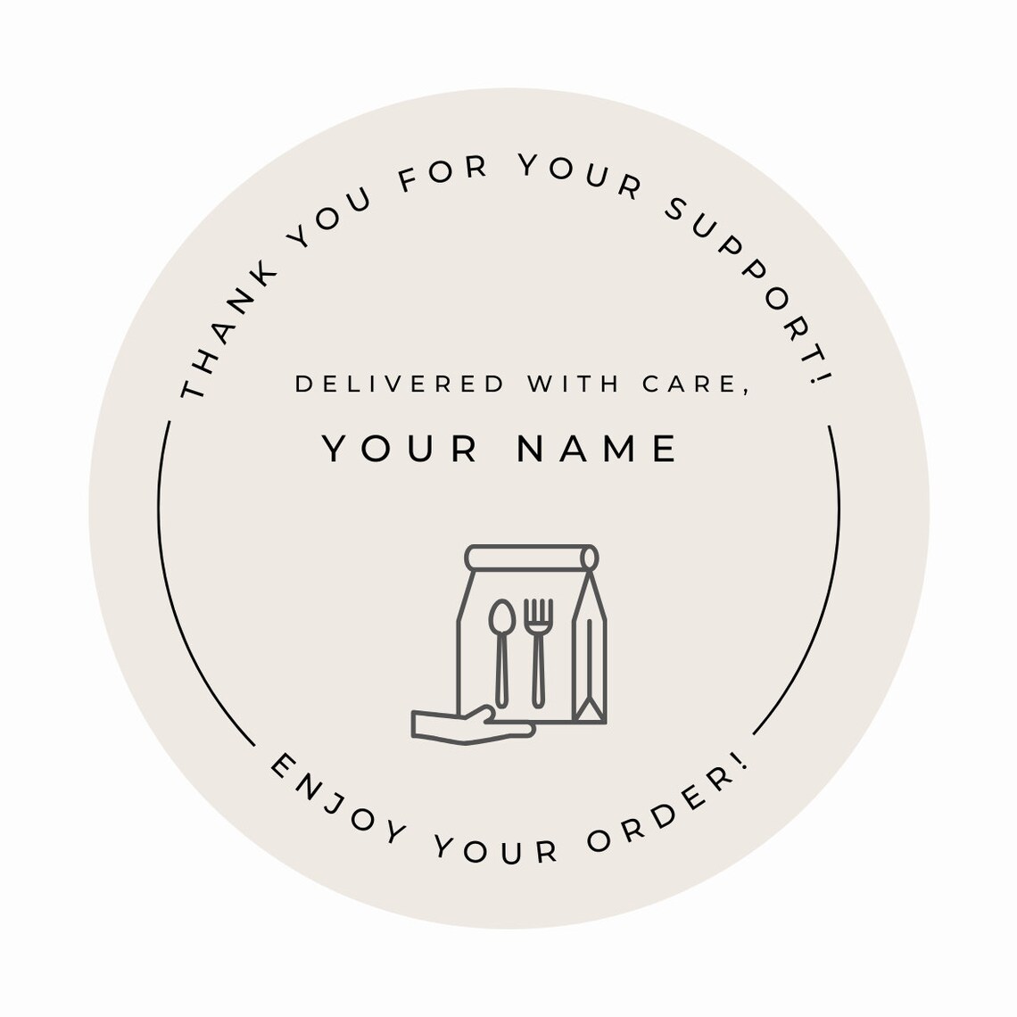 Food Delivery Customizable Thank You Sticker Minimalist Simple ...