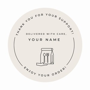 Food Delivery Customizable Thank You Sticker Minimalist Simple ...