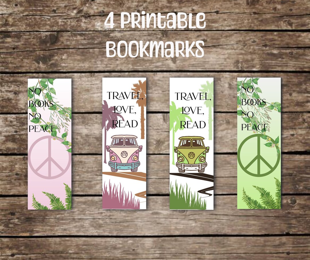 4 Bookmarks, Summer Theme Printable Bookmarks, Holiday Theme, Peace ...