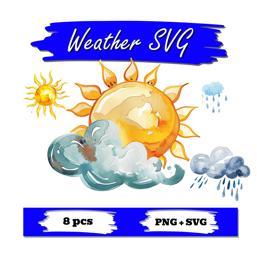 Weather Clipart Bundle, Clip Art Set of 20 High Quality Pngs, Sun ...
