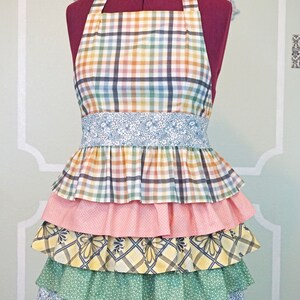 SOPHIE Vintage Style Full Ruffle Apron - Rainbow Check - Etsy