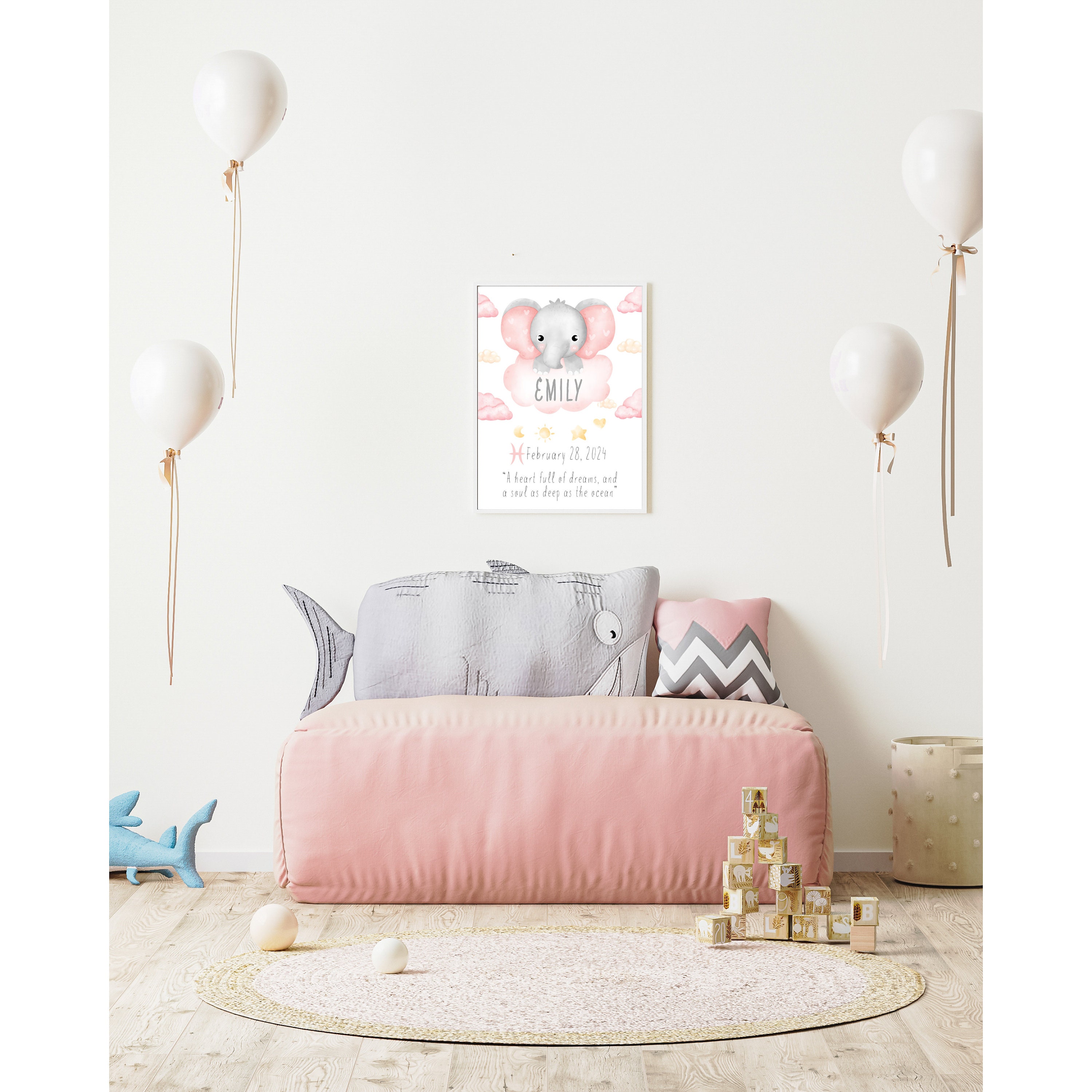 Digital Baby Girl Birth Poster. Personalized Birth Poster. Newborn Baby ...