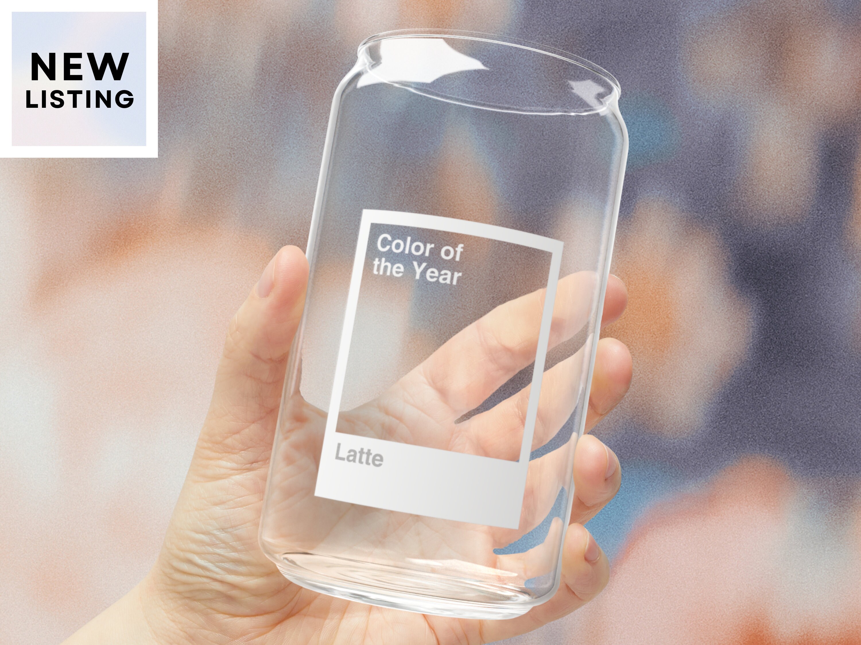 Latte Color of the Year Sipper Glass 16oz Minimalist Iced Coffee Cup ...