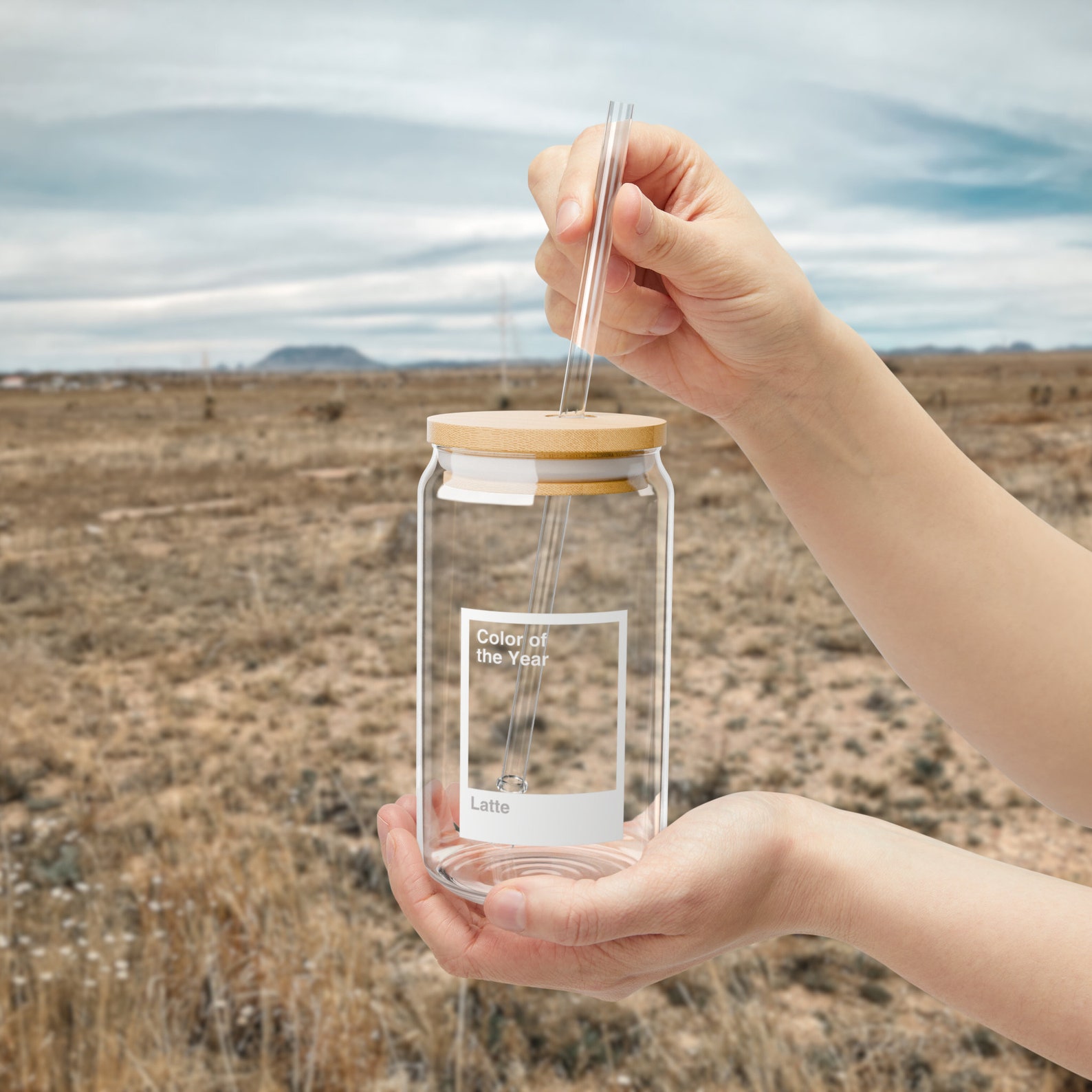 Latte Color of the Year Sipper Glass 16oz Minimalist Iced Coffee Cup ...