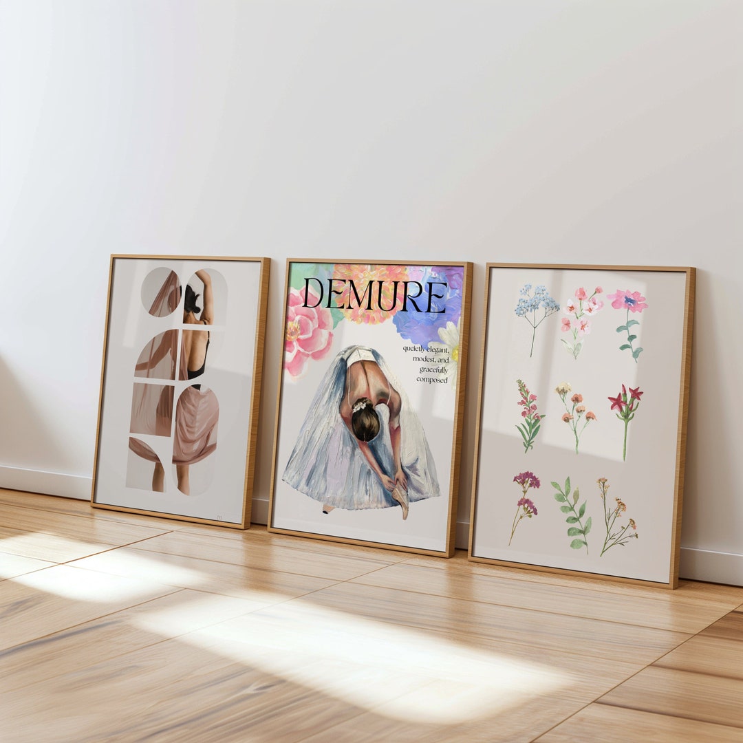 Demure Ballet Art Print With Lush Flower Arragnement Floral Bouquet ...