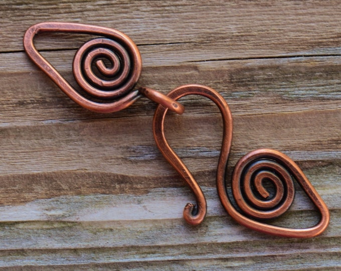 Handmade Spiral Copper Clasp 16 Gauge Artisan Forged Copper Clasp - Etsy