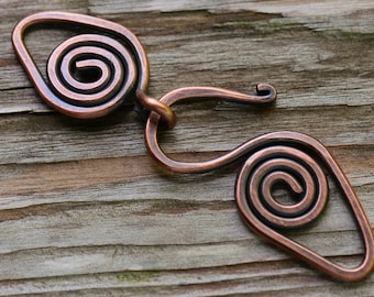 Handmade Spiral Copper Clasp 16 Gauge Artisan Forged Copper Clasp - Etsy