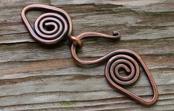 Handmade Spiral Antique Copper Clasp 14 Gauge Artisan Forged | Etsy