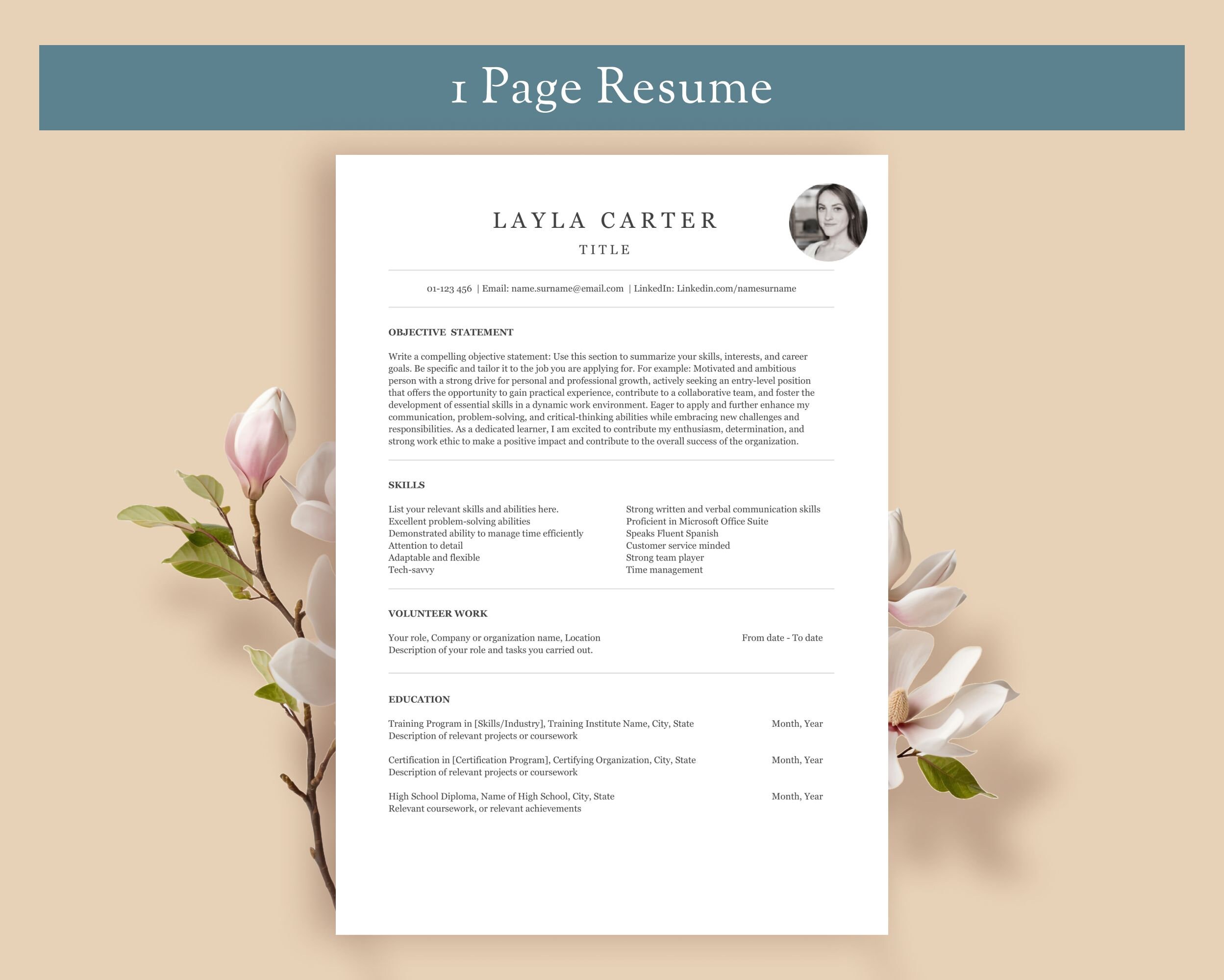 FIRST JOB Resume Template: Skills-based Cv Professional and Ats ...