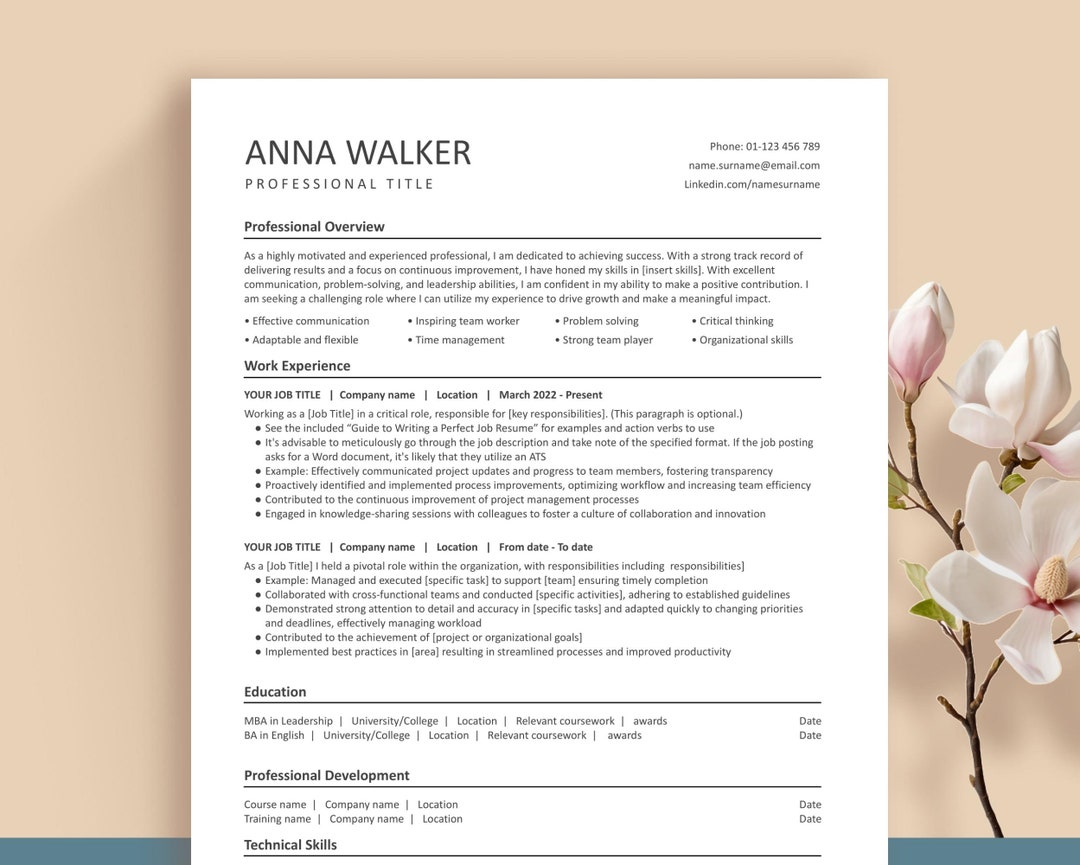 CLEAN Ats-friendly Resume Template Bundle for Word, Pages and Google ...