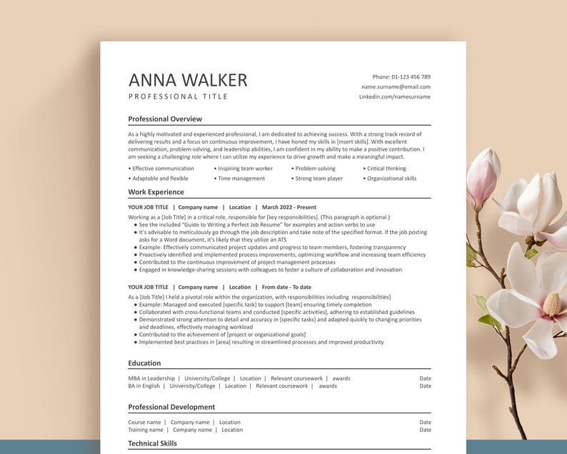 CLEAN Ats-friendly Resume Template Bundle for Word, Pages and Google ...