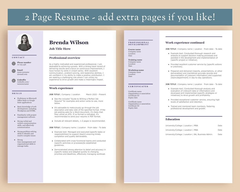 COLOURFUL Clean Resume Template Bundle in Word, Mac Pages, and Google ...