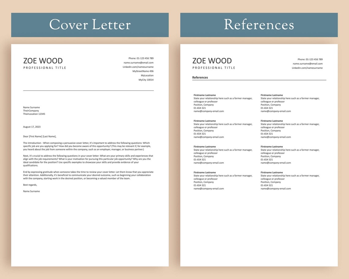 MINIMALIST CLEAN Google Docs, Word, Pages Resume Template - Executive ...