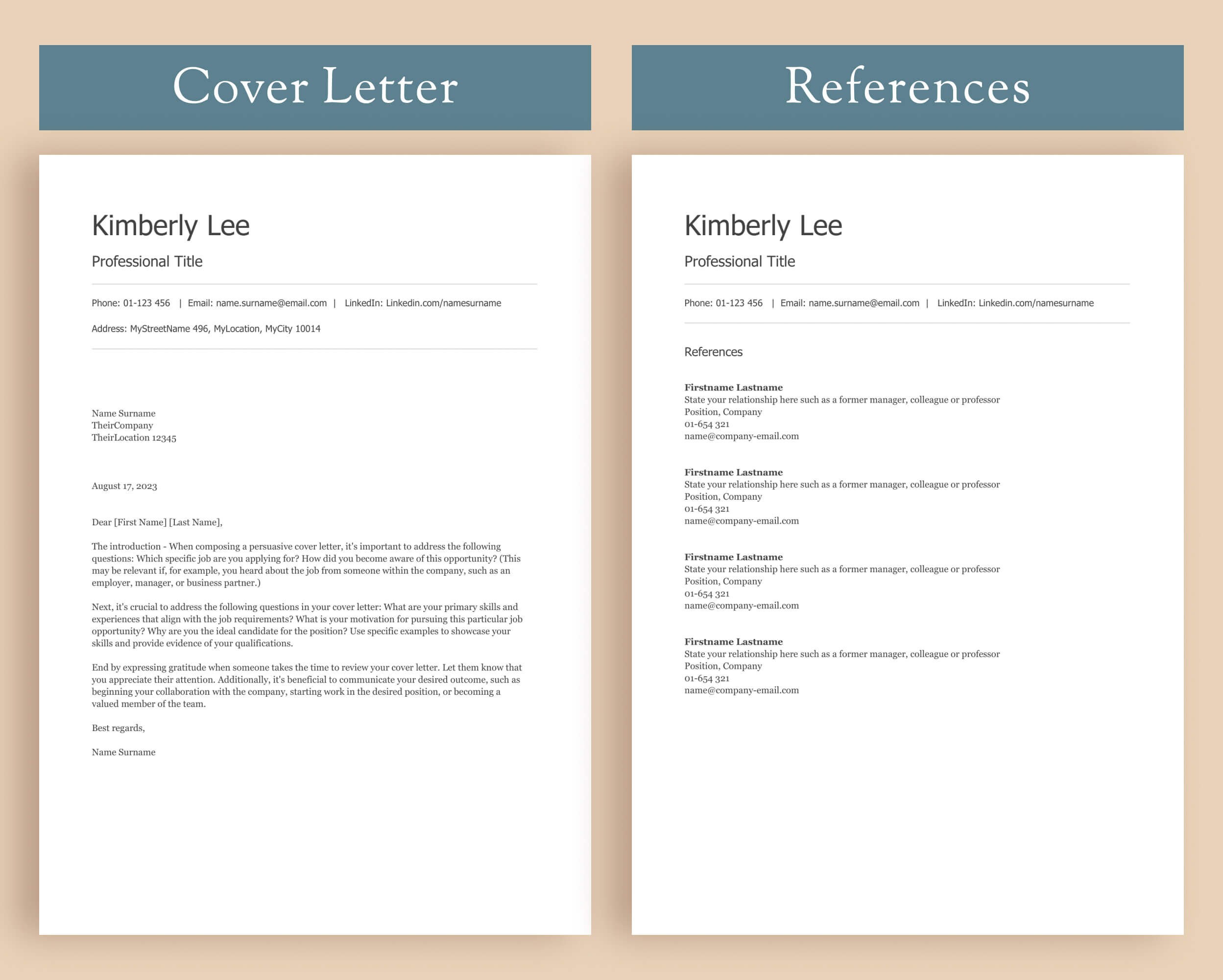 1-column Ats-friendly Resume Template - Professional CV Bundle With ...