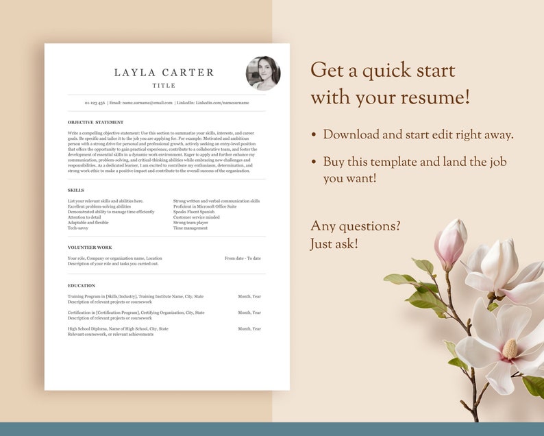 FIRST JOB Resume Template: Skills-based Cv Professional and Ats ...